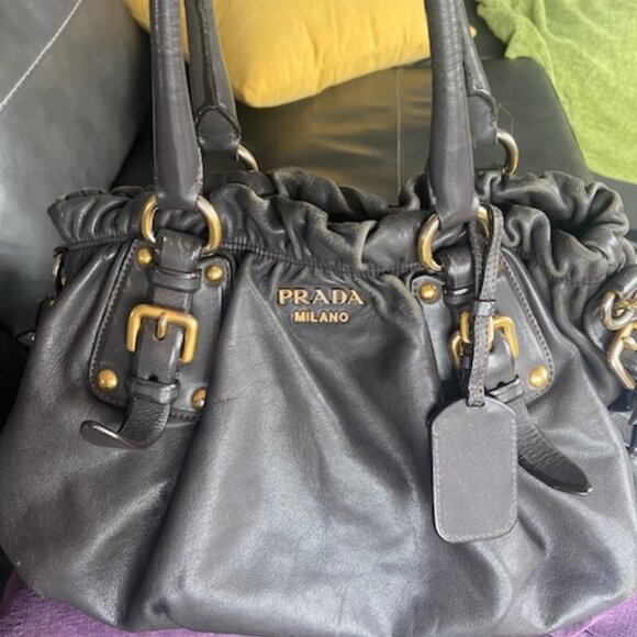 Prada | Bags | Prada Purse Gray Leather With Original Receipt | Poshmark